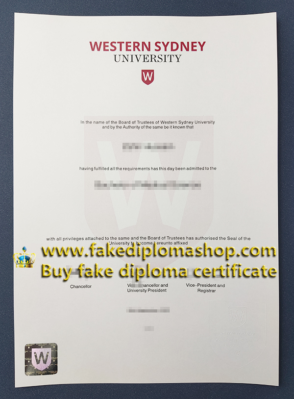 Phony Western Sydney University diploma and certificate