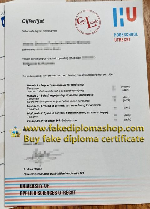 Buy a fake University of Applied Sciences Utrecht transcript
