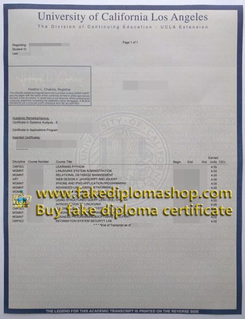 Buy a fake UCLA Extension transcript and diploma