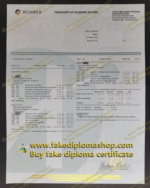 By a Humber College transcript to replace my Lost transcript