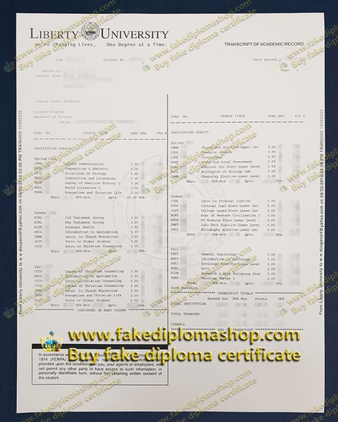 How much to buy a fake Liberty University transcript online?