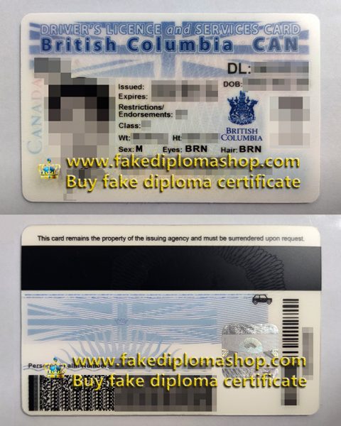 BC DL and Services card, Canada Driver's Licence for sale
