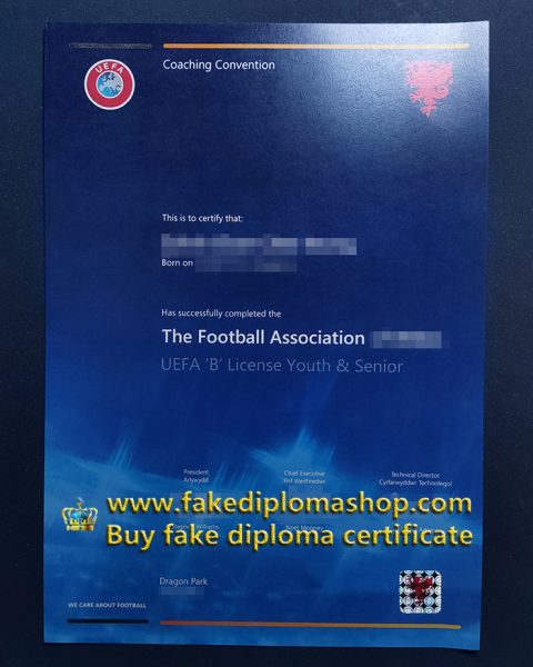 UEFA B coaching certificate for sale, buy FA certificate