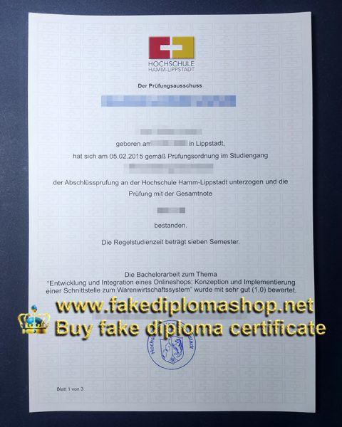 Where can I buy the same HSHL certificate, Hochschule Hamm-Lippstadt ...