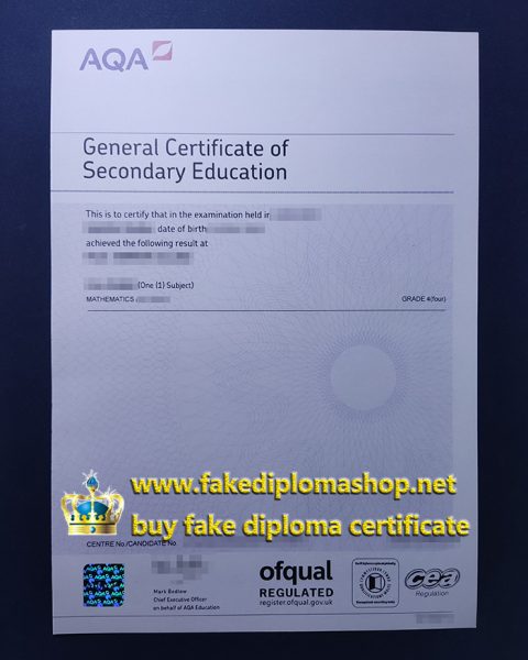 Assessment and Qualifications Alliance certificate, AQA Education certificate for sale